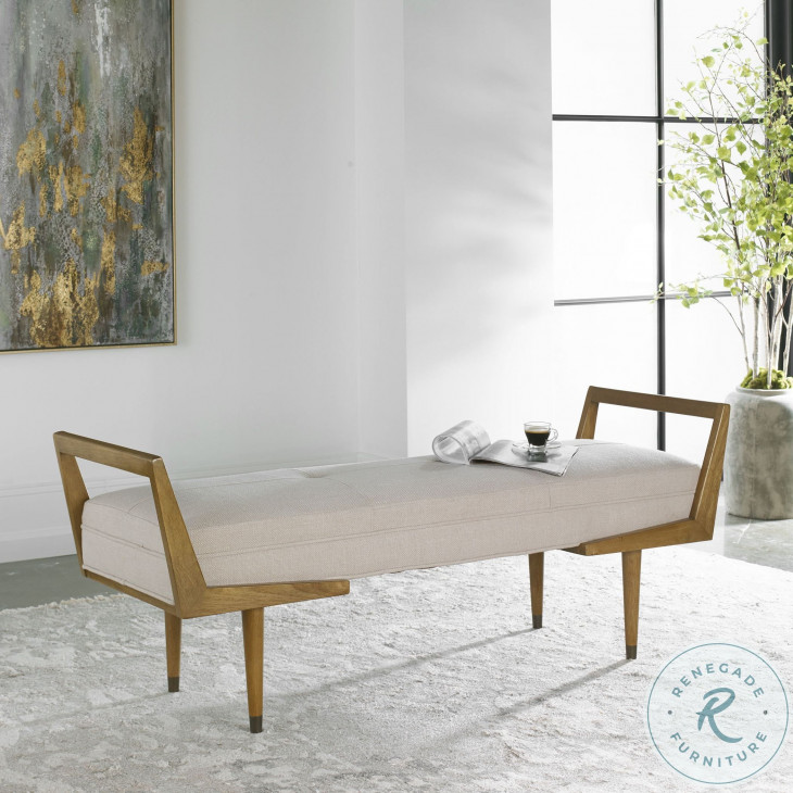 Waylon Woven Ivory Modern Bench from Uttermost | Coleman Furniture