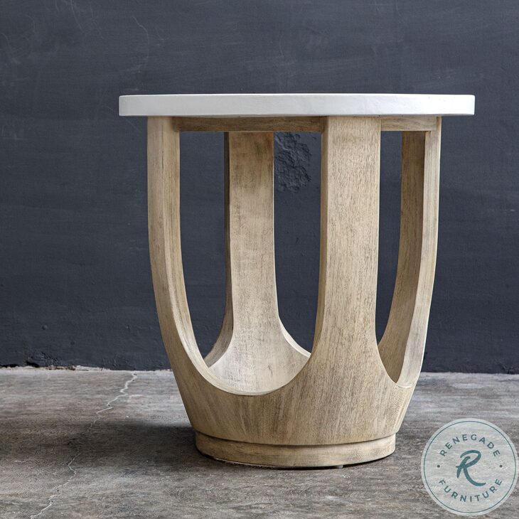 Tatli Light Oatmeal And Natural Ivory Side Table From Uttermost | Coleman Furniture