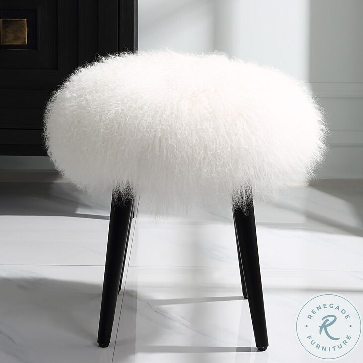 Wooly White Accent Stool From Uttermost | Coleman Furniture