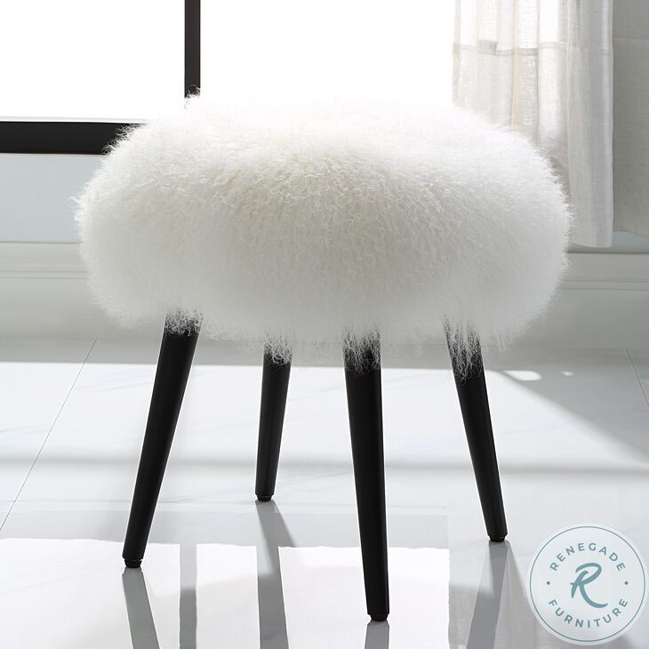 Wooly White Accent Stool From Uttermost | Coleman Furniture
