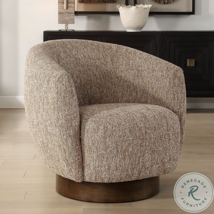 Dunes White Cocoa And Rust Swivel Chair From Uttermost | Coleman Furniture