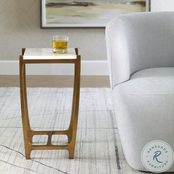 Affinity Antique Gold And White Marble Accent Table From Uttermost ...