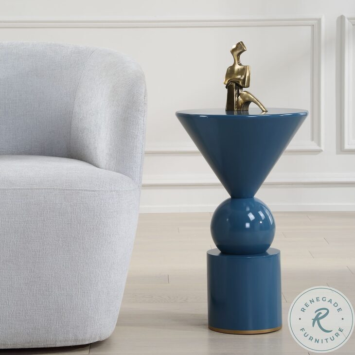 Trig Lustrous Blue Accent Table From Uttermost | Coleman Furniture