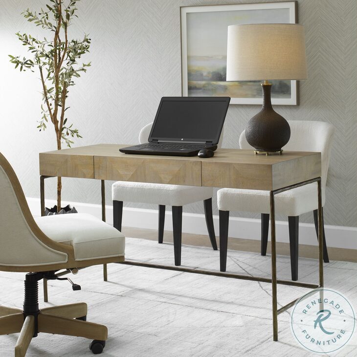 Aristotle Natural 1 Drawer Desk From Uttermost | Coleman Furniture