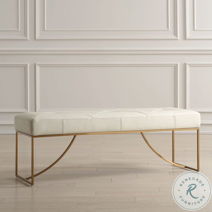 Swale Ivory Leather Bench From Uttermost | Coleman Furniture
