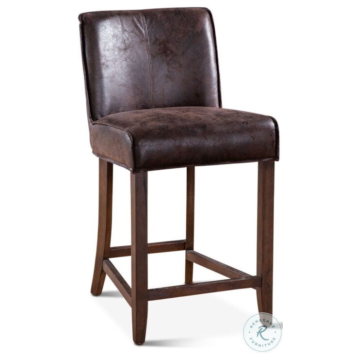 Avery Dark Brown Leather Counter Height Stool with Matte Brown Legs ...