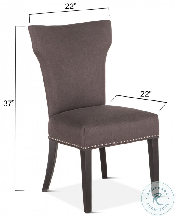Quincy Dark Gray Linen Wing Back Dining Chair Set Of 2 From World ...