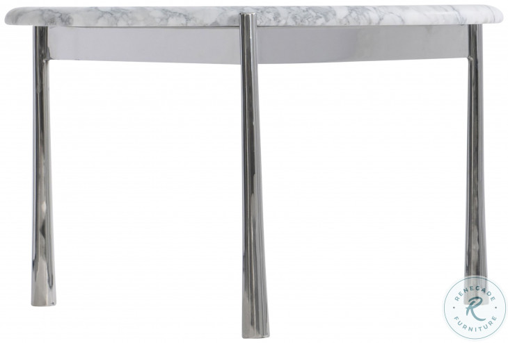 Arris Polished Stainless Steel and Arabescato Small Cocktail Table From ...