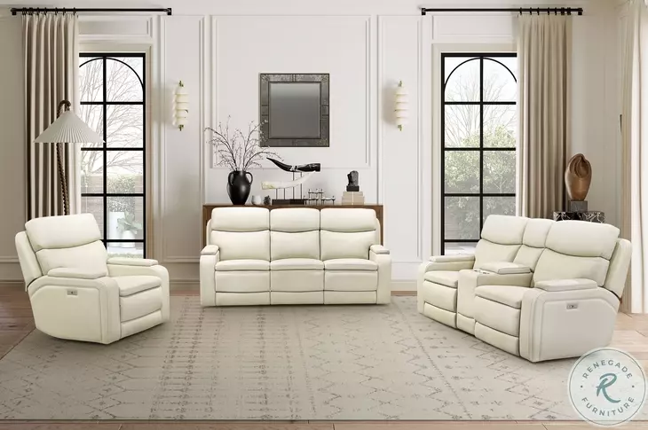 Gunner Kobi Almond Power Reclining Living Room Set with Power Headrest ...