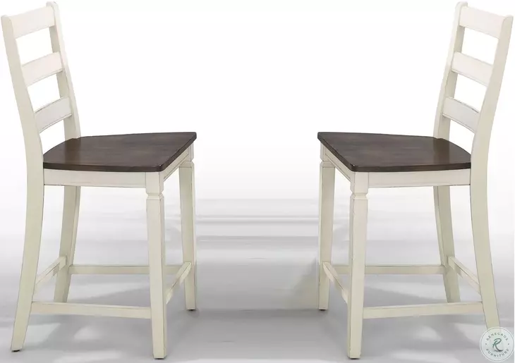 Glennwood Rubbed White and Charcol Ladder Back Bar Stool Set of 2