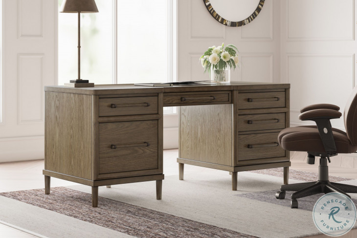 Roanhowe Brown Oak Home Office Desk From Ashley Furniture | Coleman ...