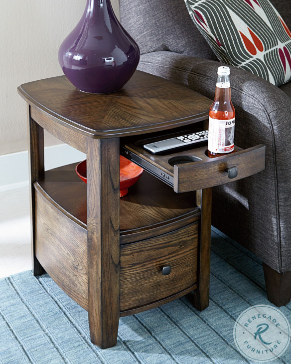 Primo Graphite Brown Chairside Table | HomeGalleryStores.com | 446-916