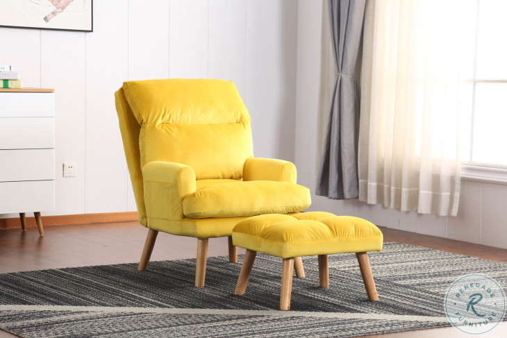 HM1760YW-1 Yellow Accent Chair With Ottoman From Homelegance | Coleman ...