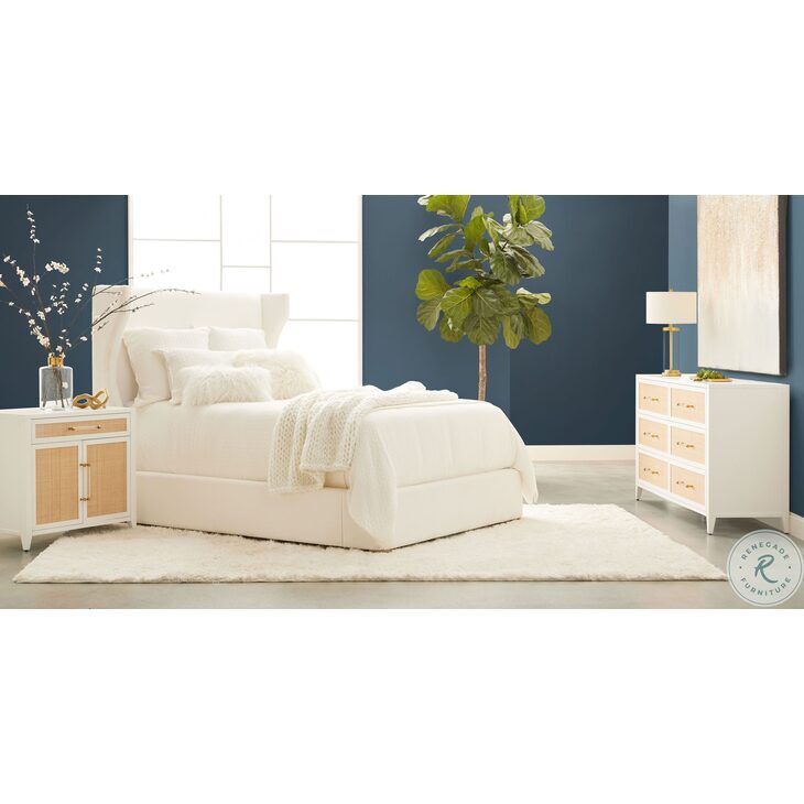 Holland Matte White And Natural Rattan 6 Drawer Double Dresser From ...