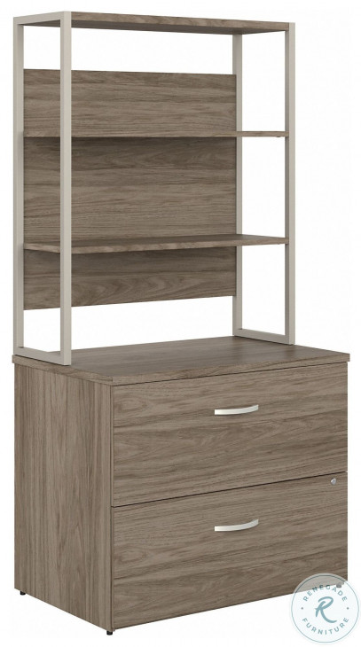 Hybrid Modern Hickory 2 Drawer Lateral File Cabinet with Hutch ...