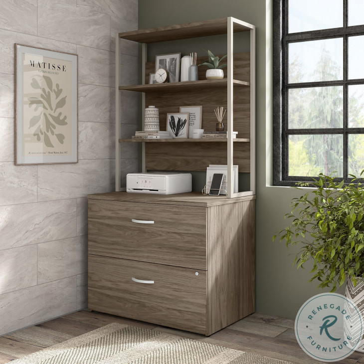 Hybrid Modern Hickory 2 Drawer Lateral File Cabinet with Hutch ...