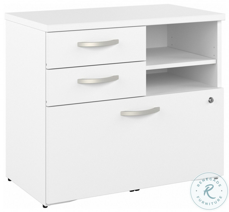 Hybrid White Office Storage Cabinet with Drawers and Shelves From Bush ...
