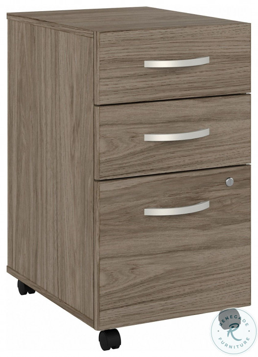 Hybrid Modern Hickory 3 Drawer Mobile File Cabinet From Bush Furniture ...