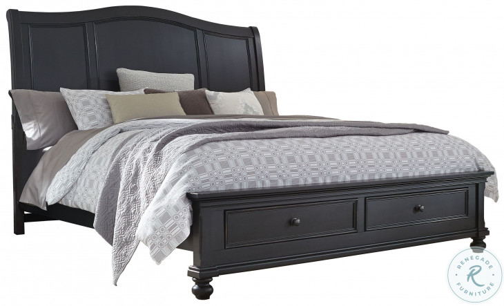 Oxford Rubbed Black Queen Sleigh Storage Bed From Aspen Home | Coleman ...