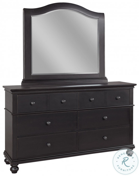 Oxford Rubbed Black Dresser with Arched Mirror From Aspen Home ...