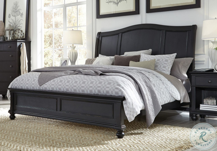 Oxford Rubbed Black King Sleigh Bed From Aspen Home | Coleman Furniture
