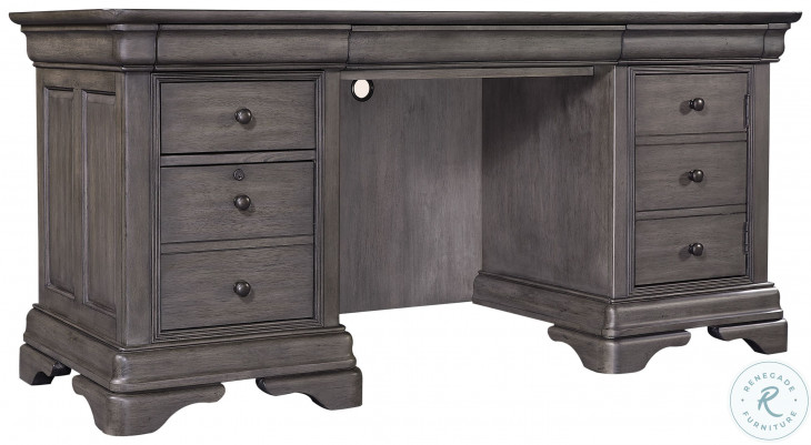 Sinclair Ash Grey 68" Credenza Desk From Aspen Home | Coleman Furniture