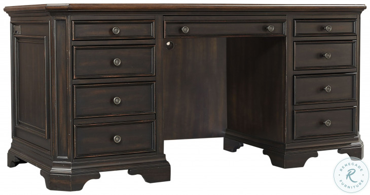 Hampton Black Cherry Credenza Desk From Aspen Home | Coleman Furniture