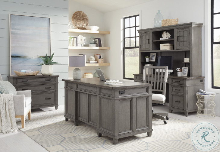 Caraway Aged Slate 66" Executive Home Office Set from Aspen Home ...