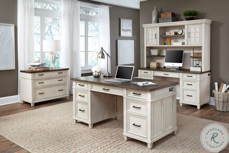 Caraway Aged Ivory 66" Executive Desk From Aspen Home | Coleman Furniture