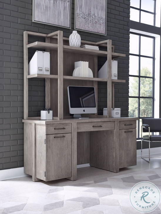 Platinum Gray Linen Credenza Desk From Aspen Home | Coleman Furniture