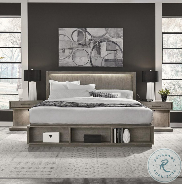 Platinum Gray Linen 1 Drawer Nightstand From Aspen Home | Coleman Furniture