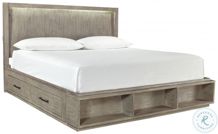 Platinum Gray Linen Queen Storage Panel Bed From Aspen Home | Coleman ...