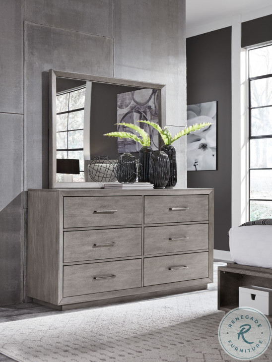 Platinum Gray Linen Dresser with Mirror From Aspen Home | Coleman Furniture
