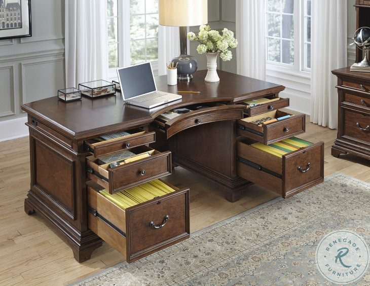Hawthorne Carmel Brown 66" Curved Executive Desk From Aspen Home ...