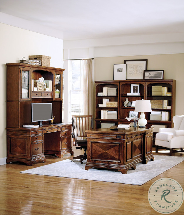 Hawthorne Carmel Brown 66" Curved Executive Desk From Aspen Home ...