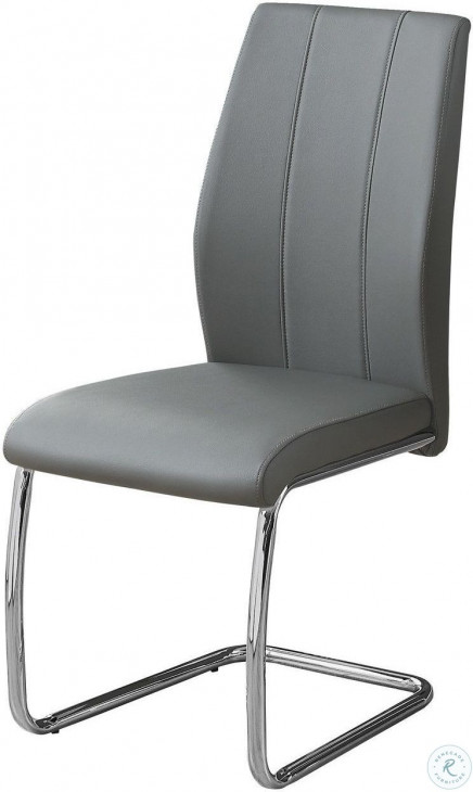 Gray And Chrome 39" H Dining Chair Set of 2 | HomeGalleryStores.com | 1077