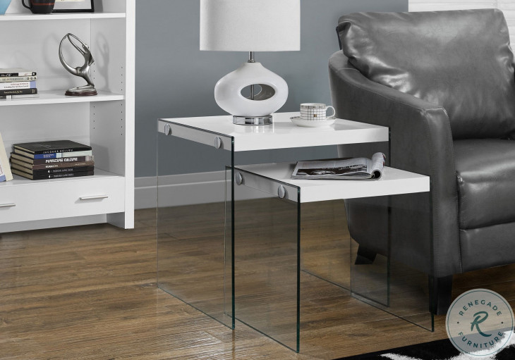 3287 White Square Nesting Table Set of 2 From Monarch | Coleman Furniture