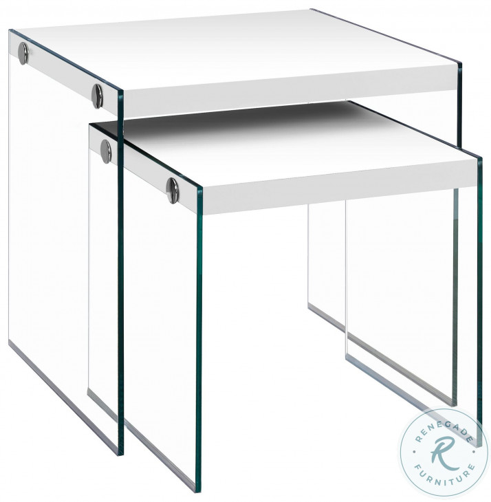 3287 White Square Nesting Table Set of 2 From Monarch | Coleman Furniture