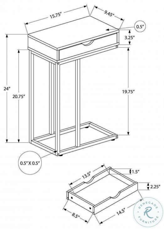 3771 Dark Taupe and Black Metal 25" Accent Table From Monarch | Coleman ...
