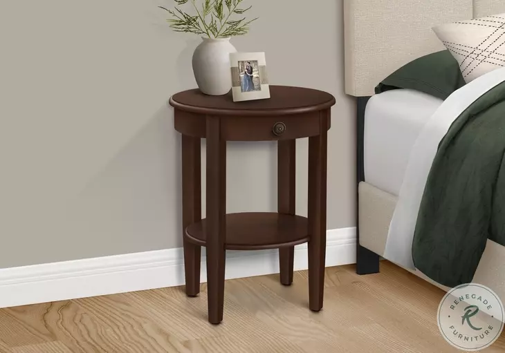 3975 Espresso Round 1 Drawer Accent Table From Monarch | Coleman Furniture