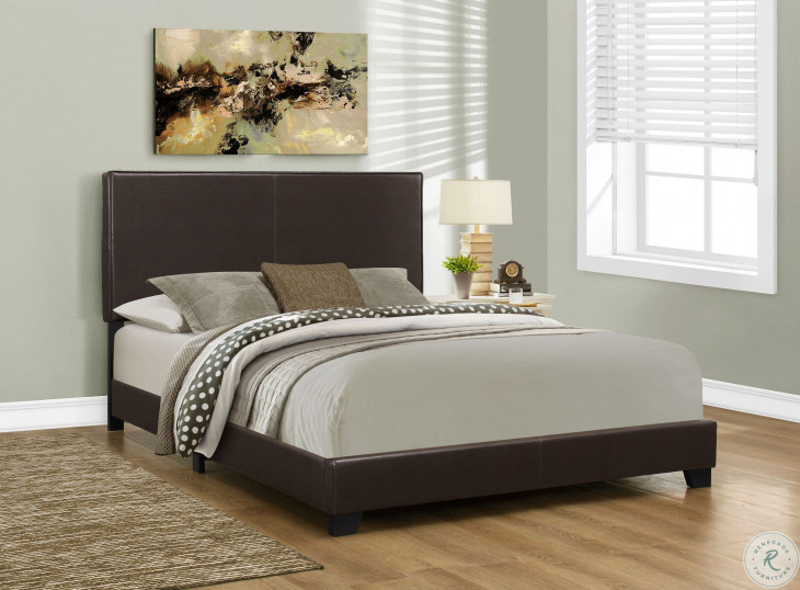 5910Q Dark Brown Queen Upholstered Panel Bed from Monarch | Coleman ...