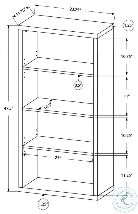 48" Brown Bookcase from Monarch | Coleman Furniture