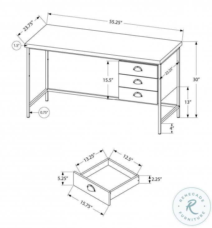 7486 Grey and Black 55" Computer Desk from Monarch | Coleman Furniture