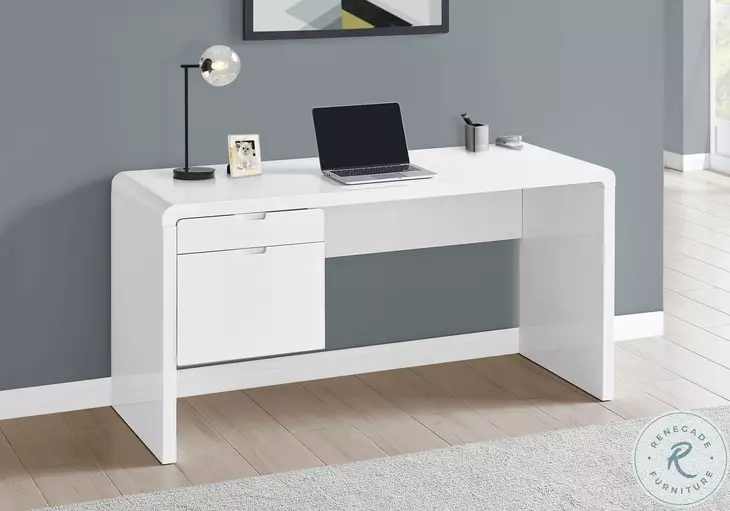 7581 High Glossy White 2 Drawer Computer Desk From Monarch Coleman Furniture