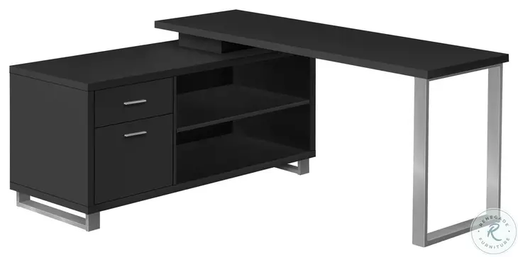 7717 Black and Silver 72" Computer Desk From Monarch | Coleman Furniture