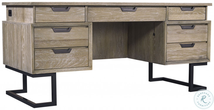Harper Point Bleached Khaki 66" Executive Desk From Aspen Home ...