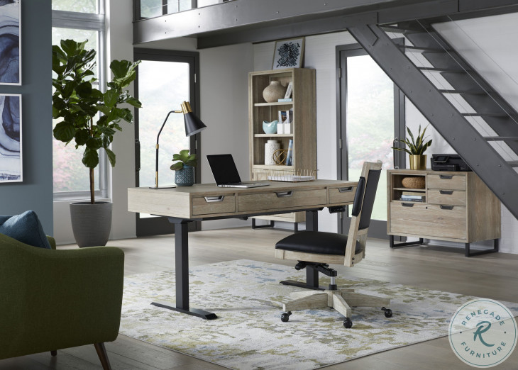 Harper Point Bleached Khaki 60" Adjustable Lift Top Desk From Aspen ...