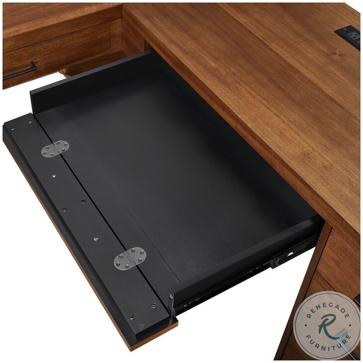 Avery Brown 64" Pedestal L Home Office Set From Martin Furniture ...