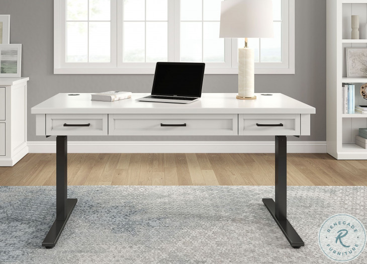 Abby White Adjustable Height Electric Sit Stand Home Office Set from ...