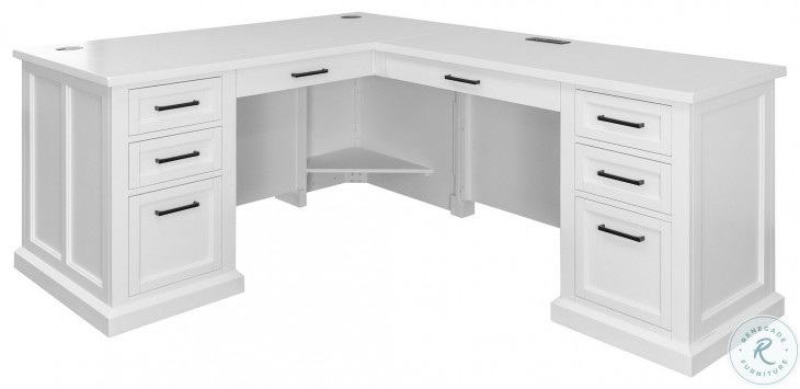 Abby White Pedestal L Shape Desk From Martin Furniture | Coleman Furniture